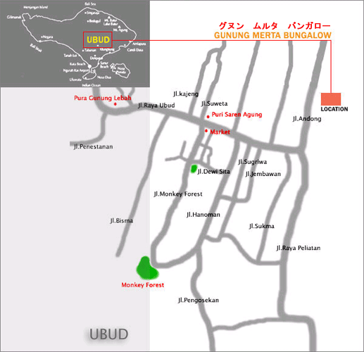グヌン ムルタ バンガロー(GUNUNG MERTA BUNGALOWS) 地図・アクセス【楽天トラベル】